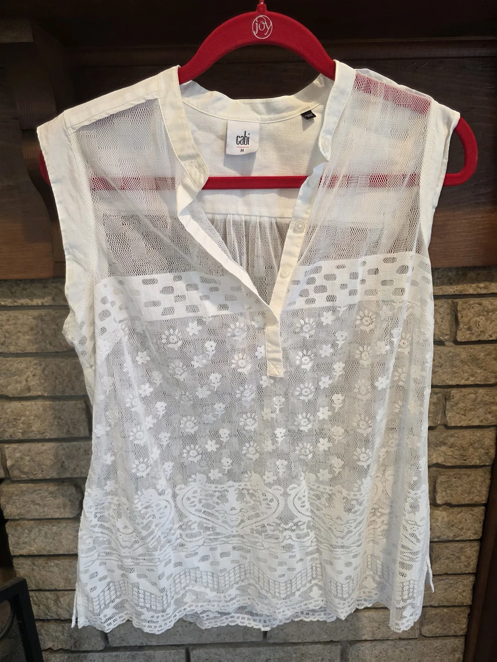 CAbi | Tops | Cabi White Sheer Lace Overlay Blouse With Tank | Poshmark